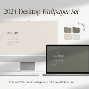 2024 Monthly Desktop Calendar / Wallpaper / Background (neutral, Earthy ...
