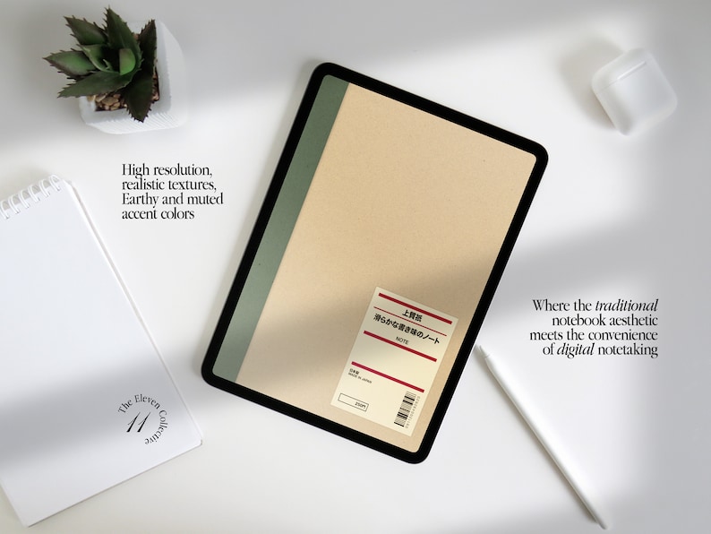 Light-themed Portrait Minimalist MUJI Style Digital Notebook Covers (12 ...