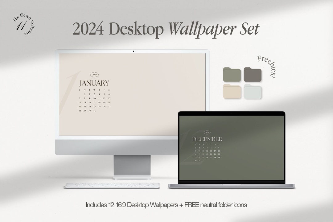 2024 Monthly Desktop Calendar / Wallpaper / Background (neutral, Earthy ...