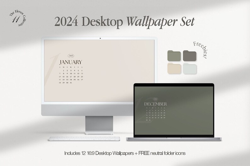 2024 Monthly Desktop Calendar / Wallpaper / Background (neutral, Earthy ...