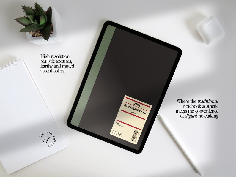 Dark-themed Portrait Minimalist MUJI Style Digital Notebook Covers (12 ...