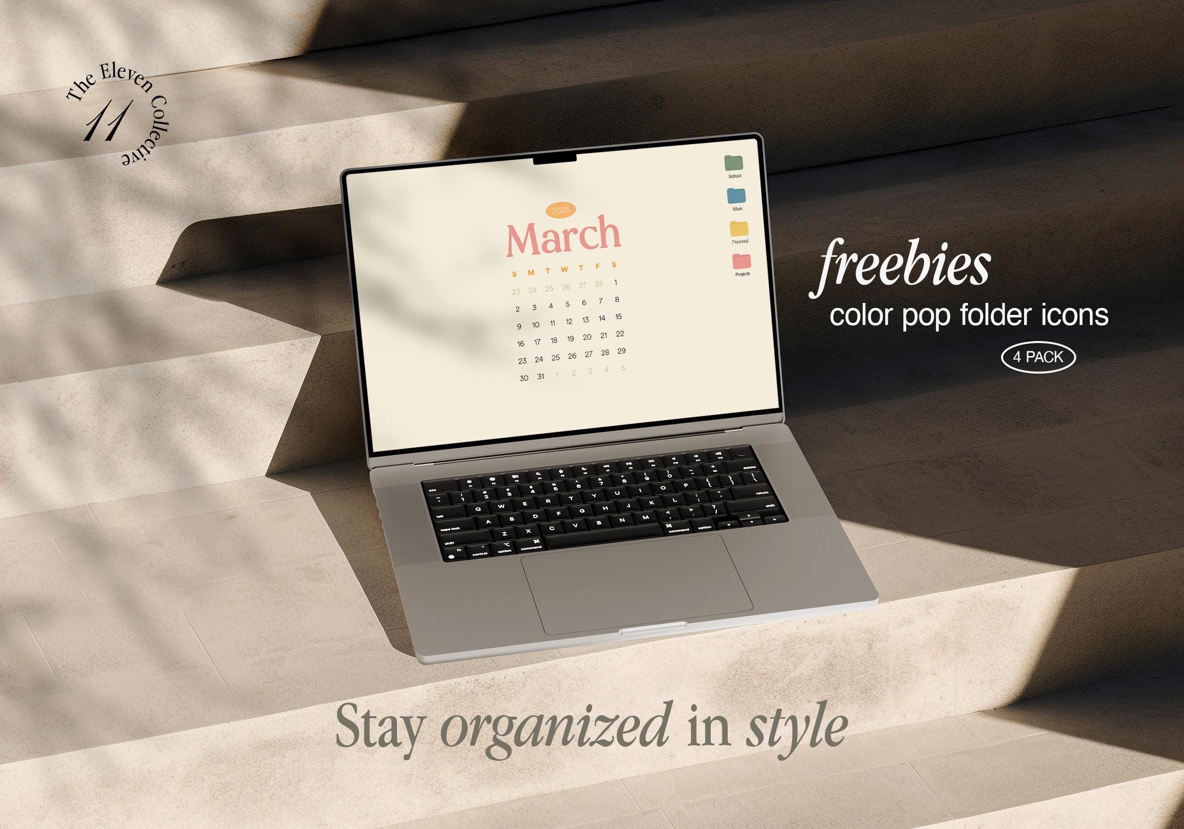 2025 Monthly Calendar Desktop Wallpaper + Folder Icons (digital ...