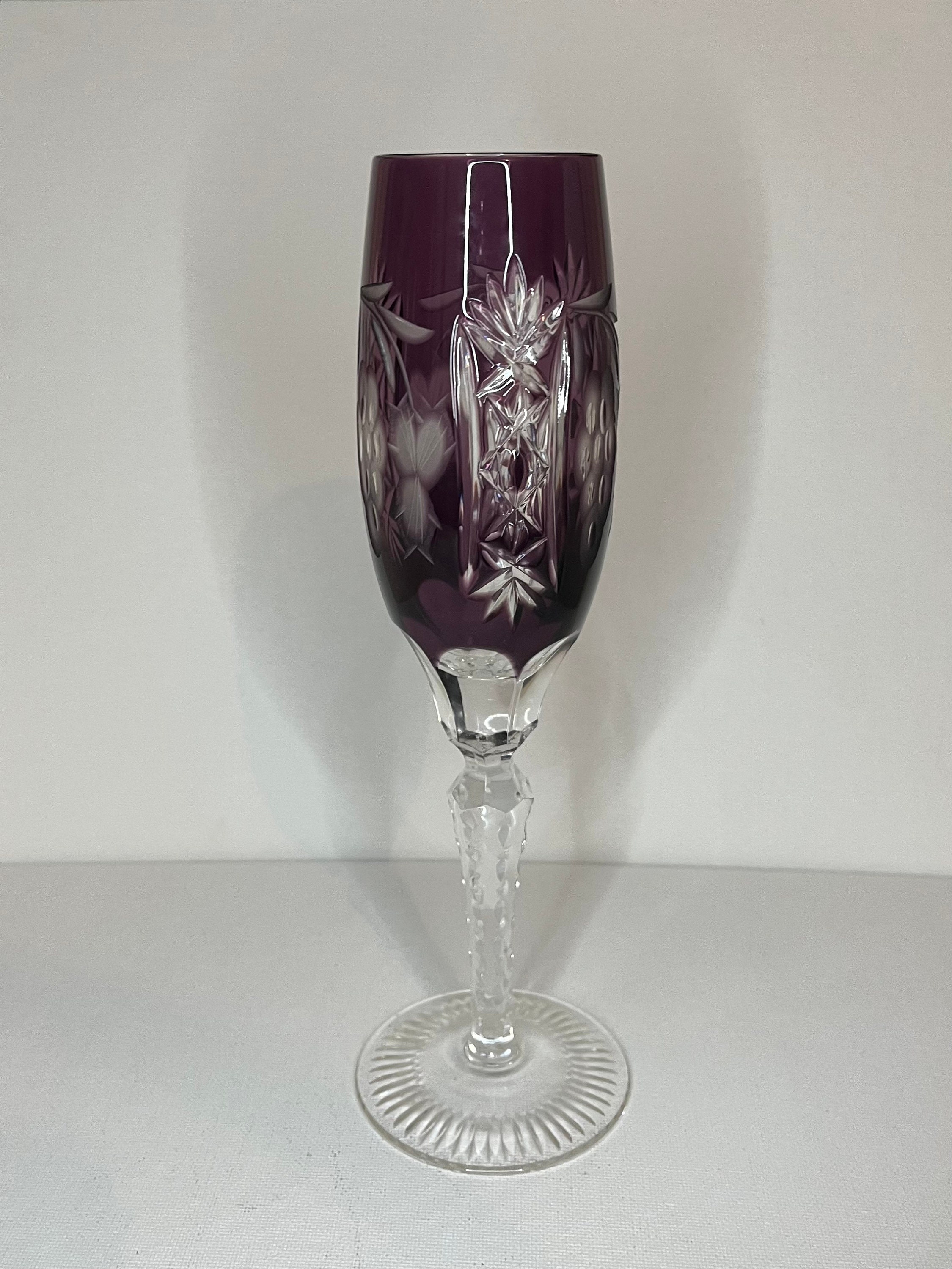 Ajka Marsala Crystal Champagne Flutes, Cut to Clear Crystal, Rare ...