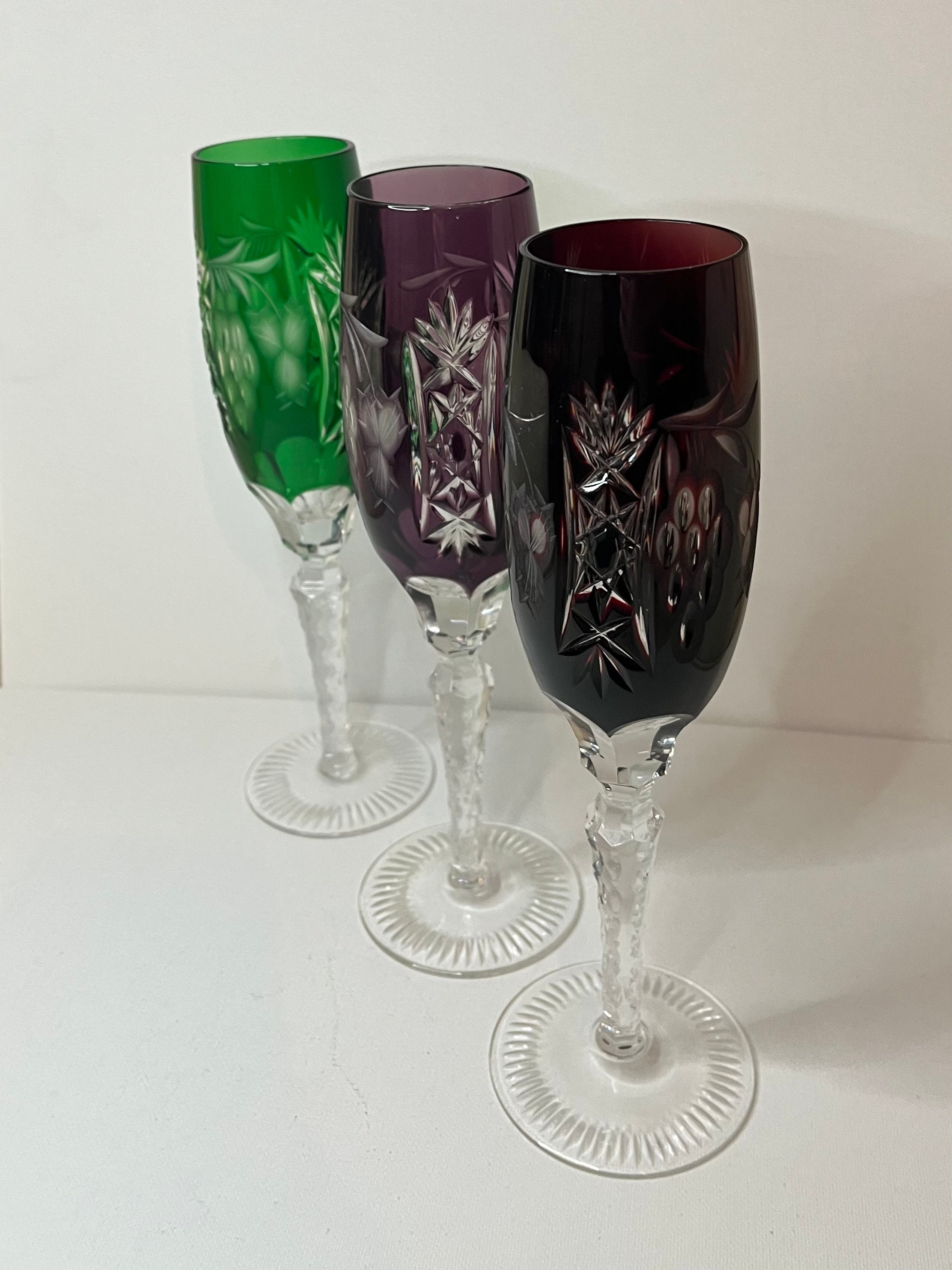 Ajka Marsala Crystal Champagne Flutes, Cut to Clear Crystal, Rare ...