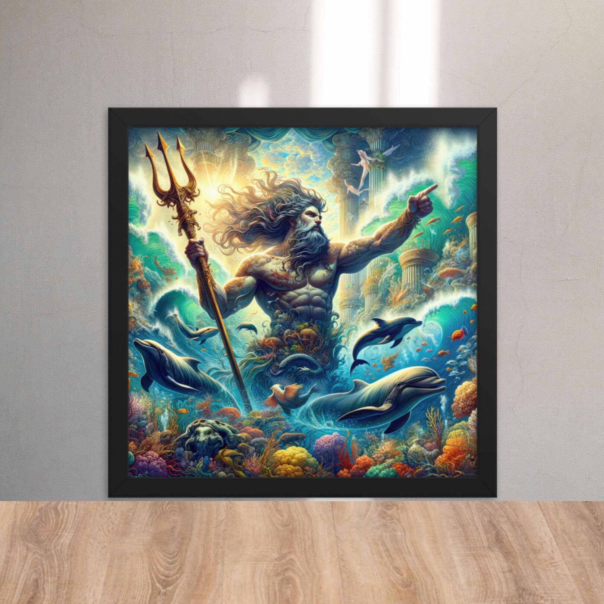 Framed Poster Poseidon God of the Seas Storms Greek God Olympian God ...