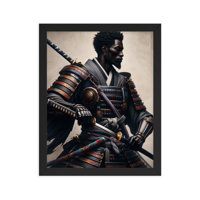 Framed Poster | Black Samurai | Afro | Armor | Sword | Wall Art | Home ...