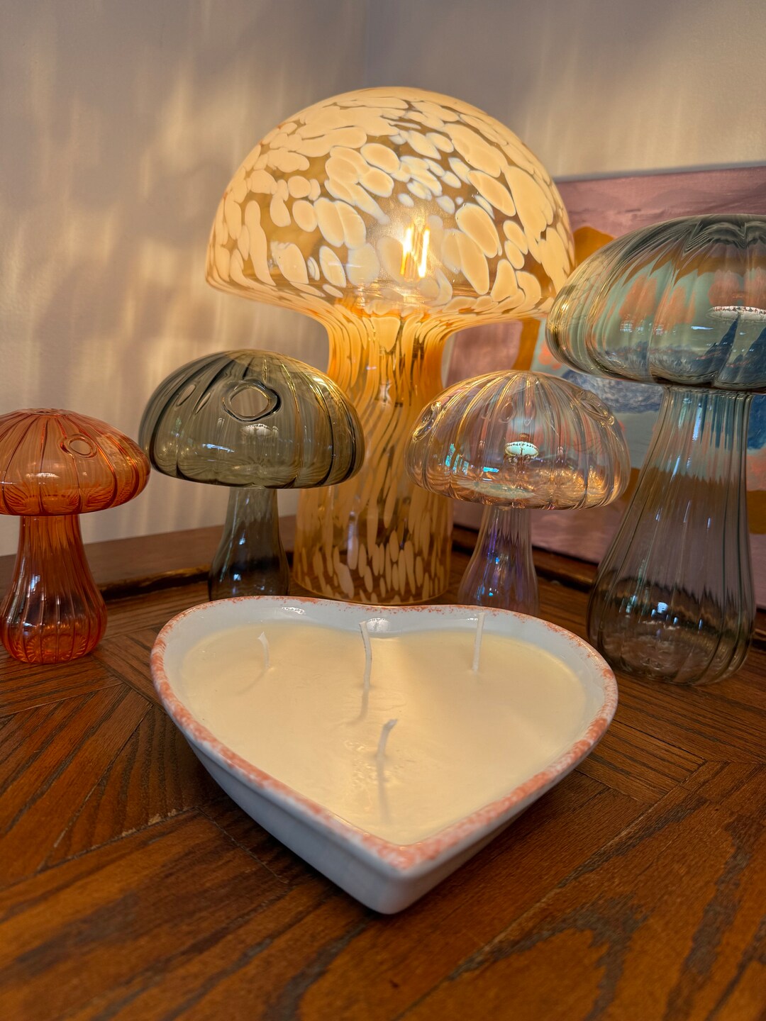 Vintage Pink Heart Dish Candle - Etsy