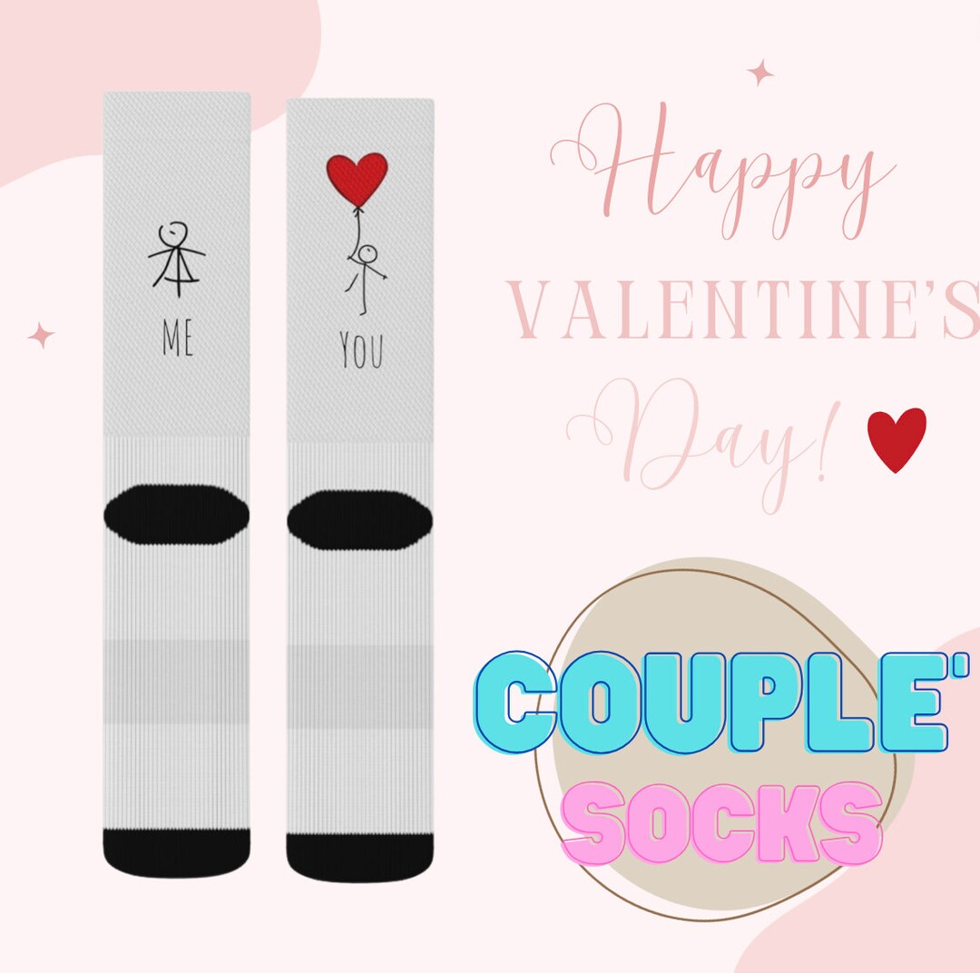 Couple Socks Personalized Valentine's Day Gift for Him Simple Design ...