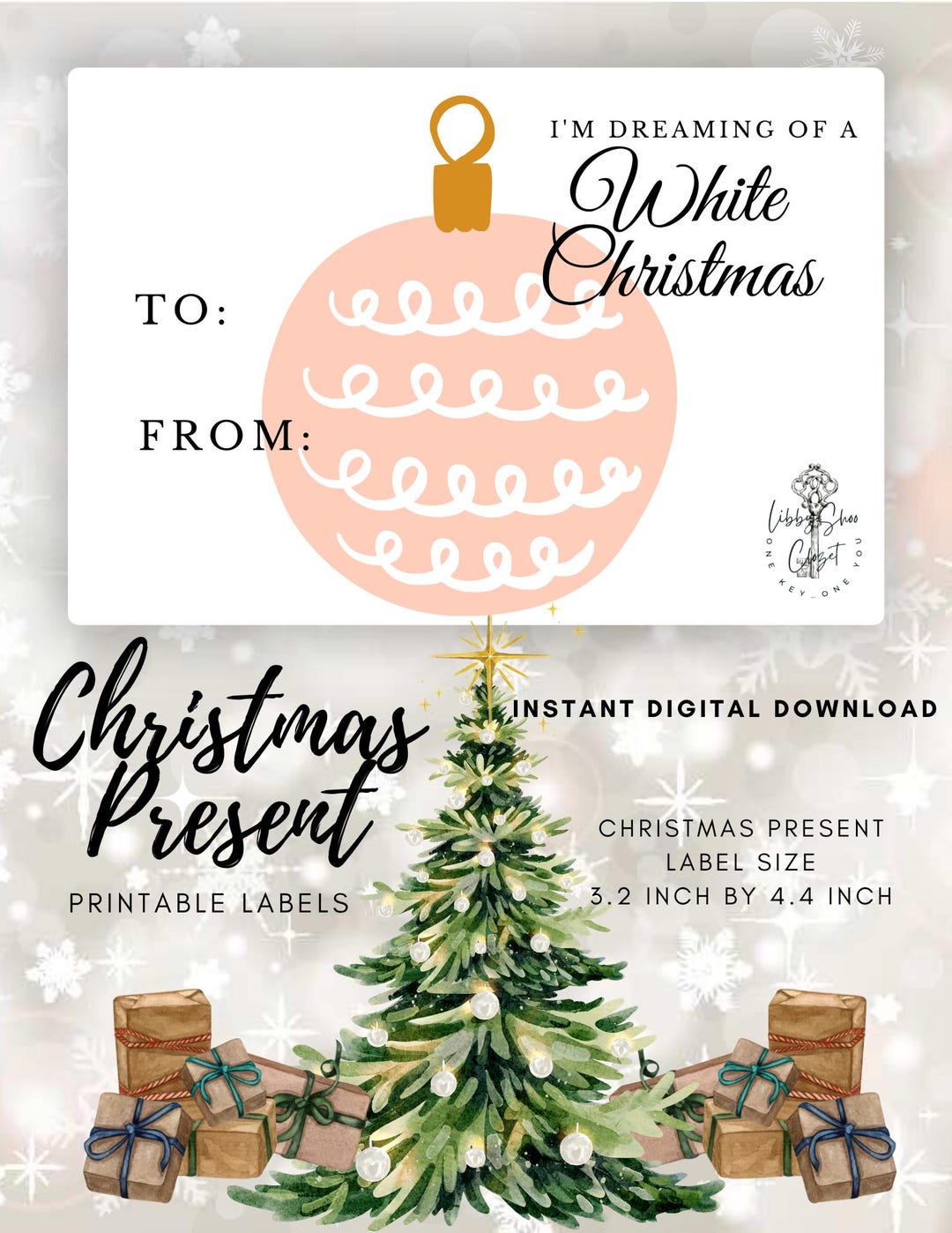 Printable Christmas Present Sticker Label, Instant Digital Download ...