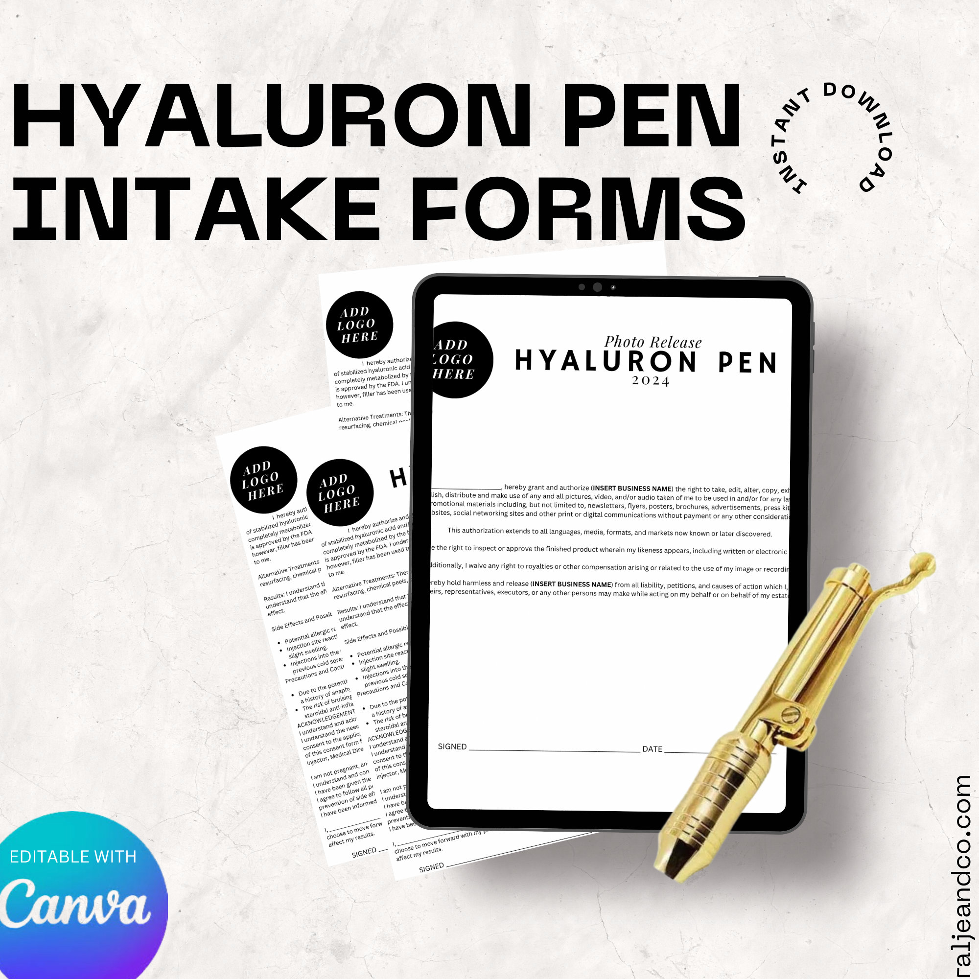Hyaluron Pen Consent Form, Intake Forms, Instant Download, Client ...