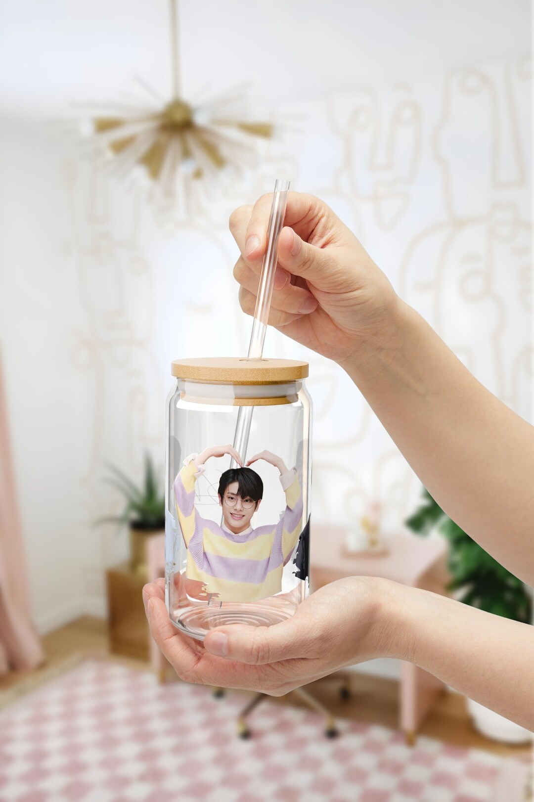 Enhypen Jake Glass 16oz, Enhypen Jake Sipper Glass, Enhypen Jake Merch ...