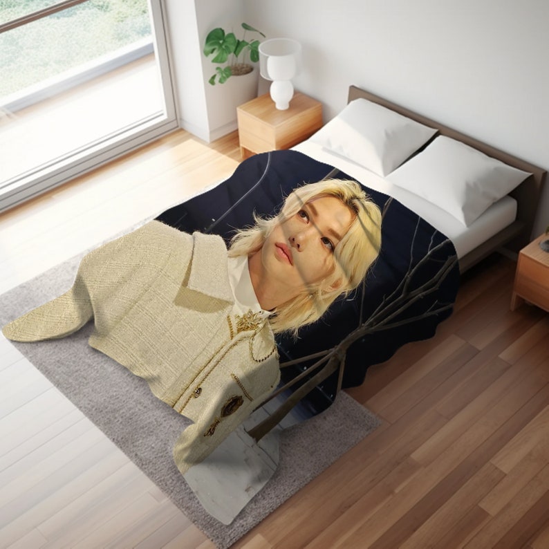 Felix Photo Blanket, Stray Kids Felix Velveteen Blanket, Custom Gift ...