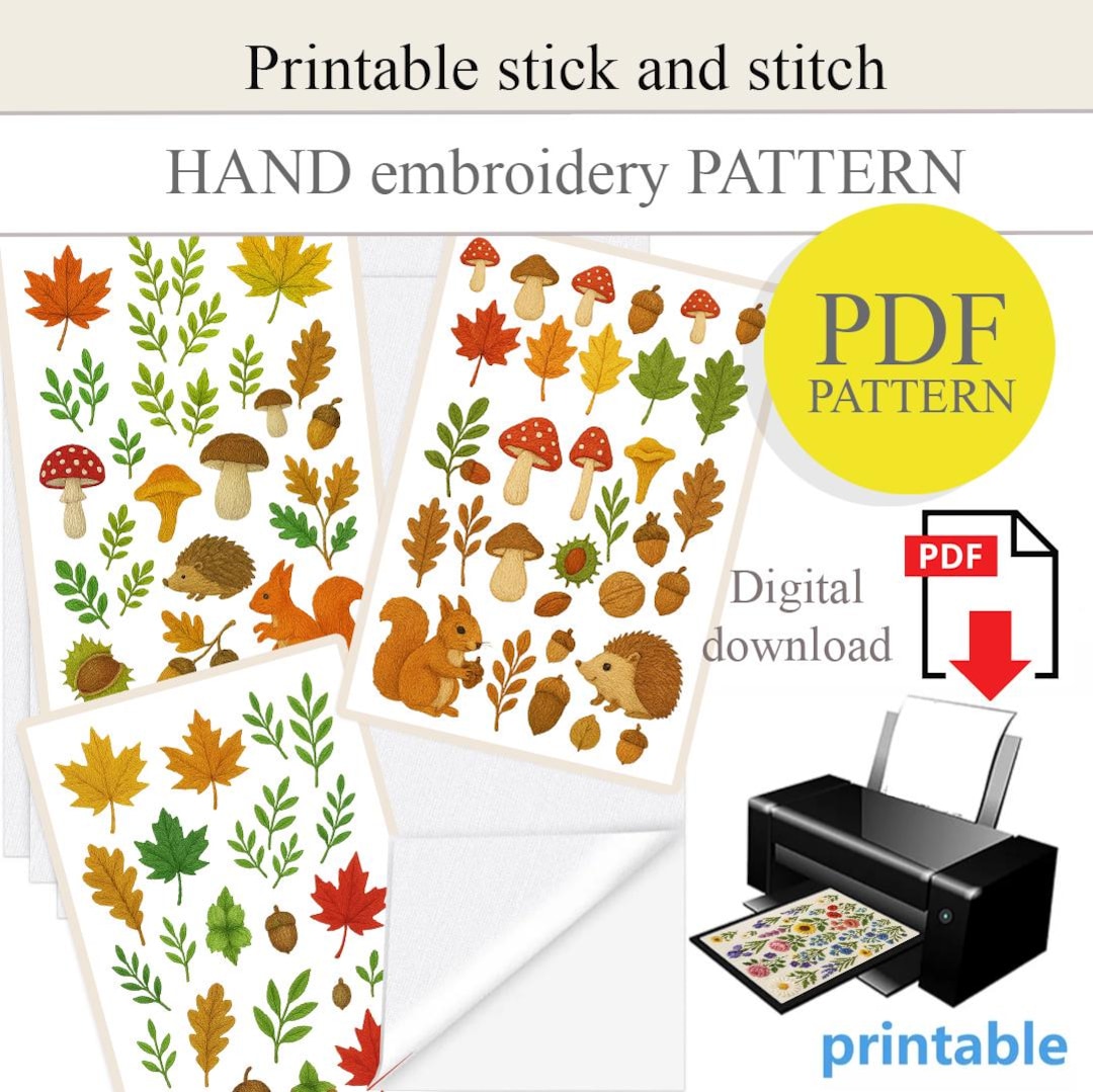 PDF Stick and Stitch Hand Embroidery Design, Water Soluble Paper ...