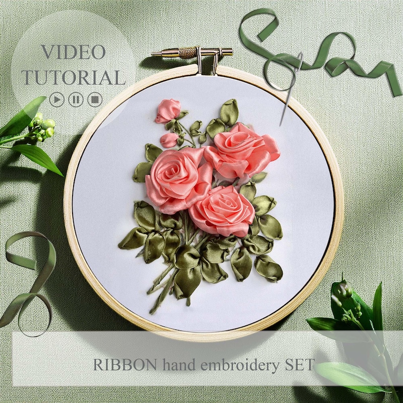 Rose Embroidery Kit - Etsy