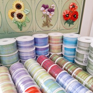4mm Set 35 Meters Variegated Silk Ribbon, 100 % Pure Silk, Ribbon ...
