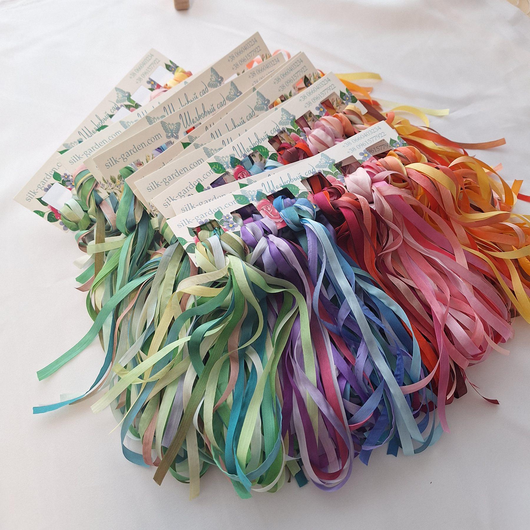 Big SET Silk Ribbon 2,4,7,13,20mm Variegated Ribbon, 100 % Pure Silk ...