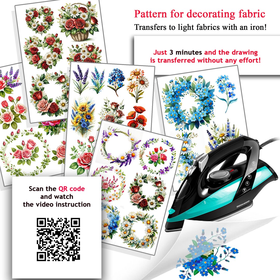 5 Sheet Embroidery Transfer Paper, Hand Embroidery, Drawings for ...