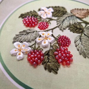 Ribbon Embroidery the Picture is Embroidered With Stitches Raspberry ...