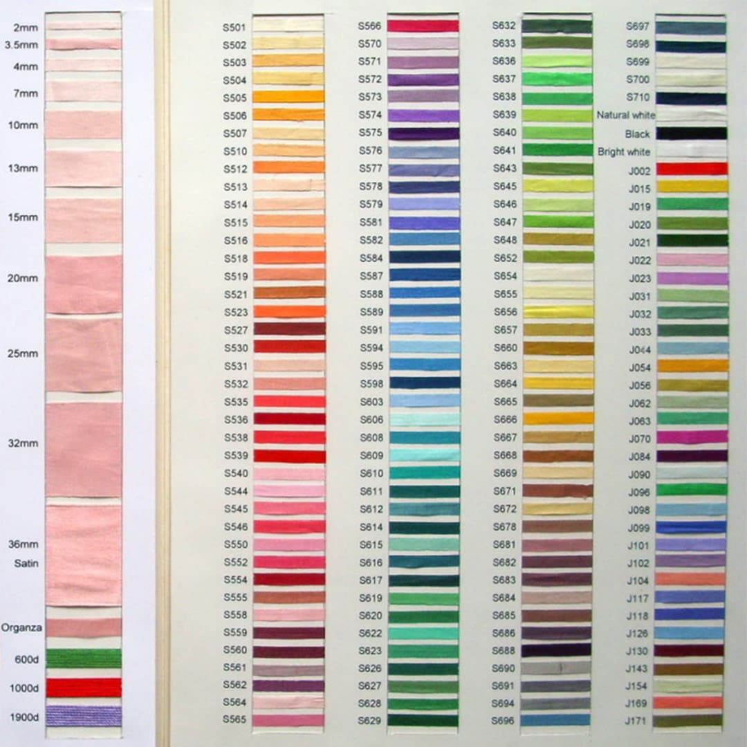 40 Colors Silk Ribbon 2,4,7,13,20,25,32mm 100 % Pure Silk Ribbon ...