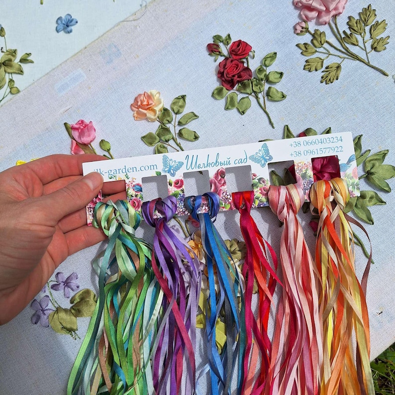 4mm Set 35 Meters Variegated Silk Ribbon, 100 % Pure Silk, Ribbon ...