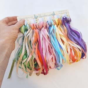 Big SET Silk Ribbon 2,4,7,13,20mm Variegated Ribbon, 100 % Pure Silk ...
