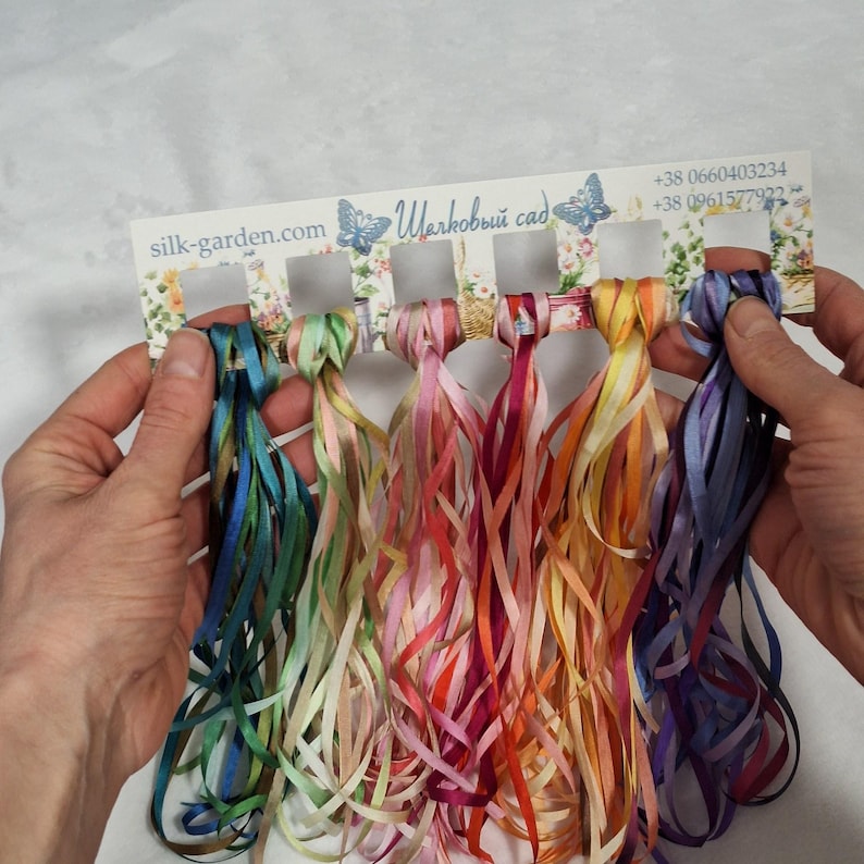 4mm Set 35 Meters Variegated Silk Ribbon, 100 % Pure Silk, Ribbon ...