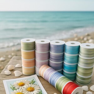 4mm Set 35 Meters Variegated Silk Ribbon, 100 % Pure Silk, Ribbon ...