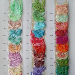 40 Silk Ribbon Variegated 2mm,4mm,7mm,13mm,20mm,25mm,32mm, 100% Pure ...
