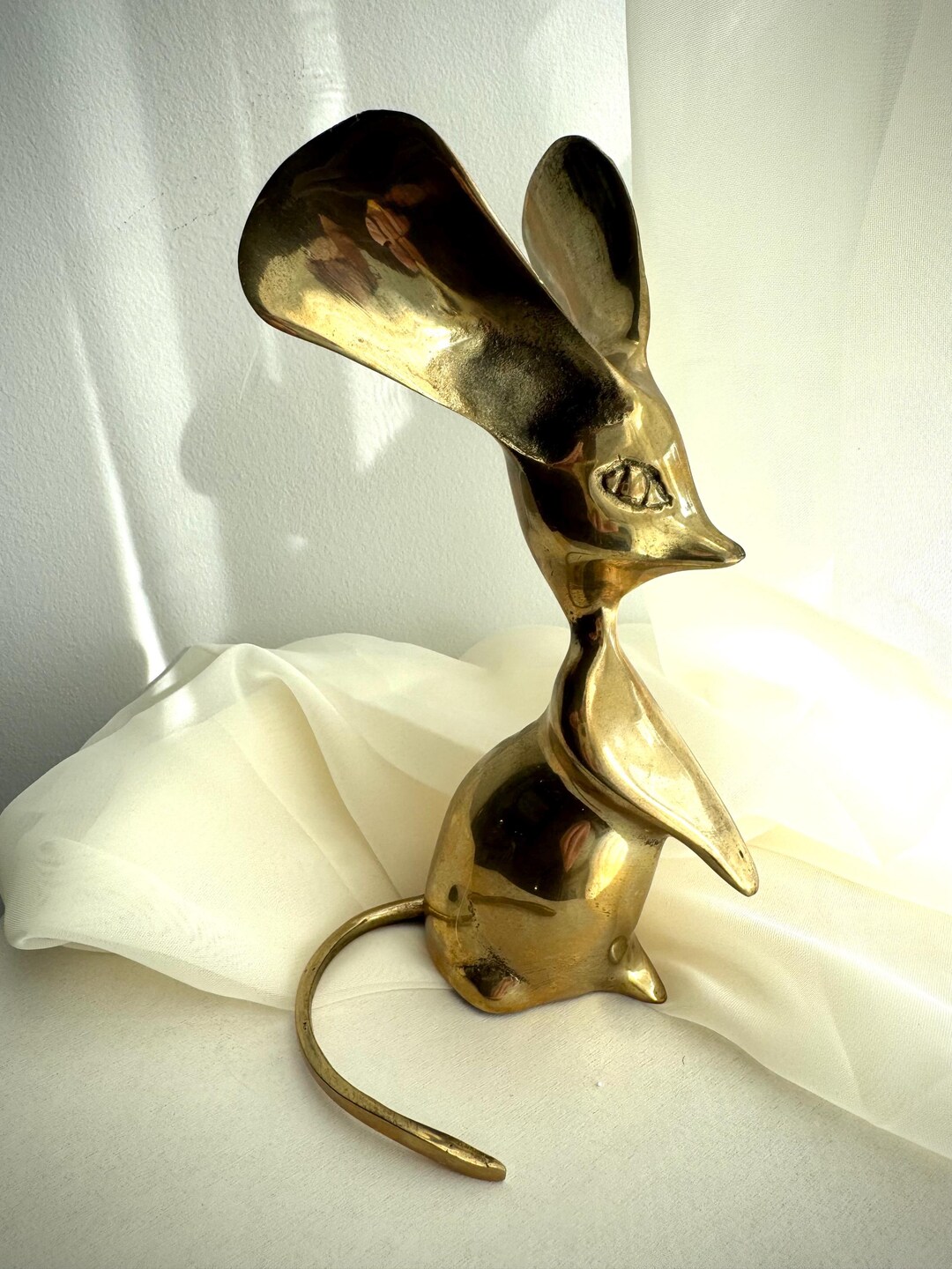 Mid Century Brass Mouse Figurine | Vintage Animal Statue | 8.5” Made in ...