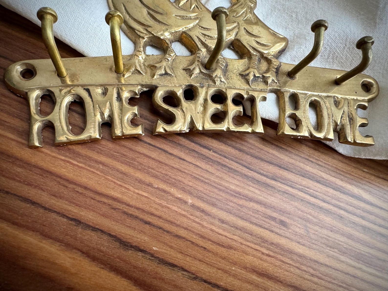 Vintage Brass Key Hook | “home Sweet Home” Goose Family Wall Hook ...