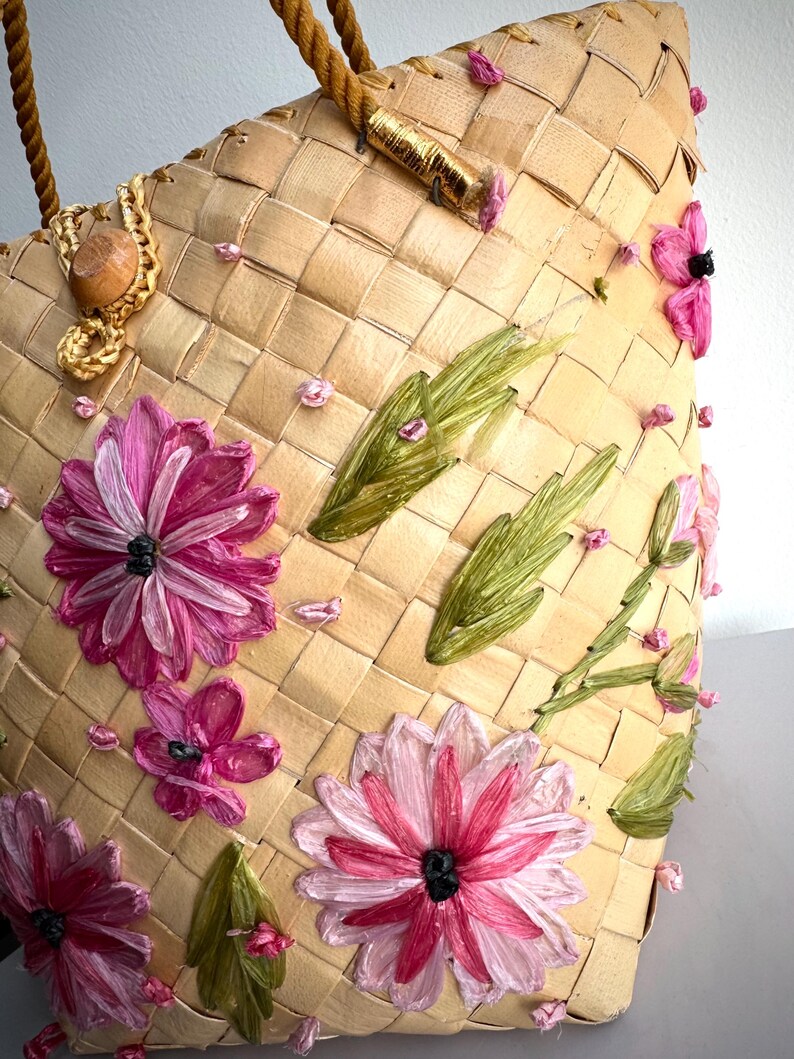 Vintage Floral Woven Tote Bag | Made in the Philippines Cabana Purse ...