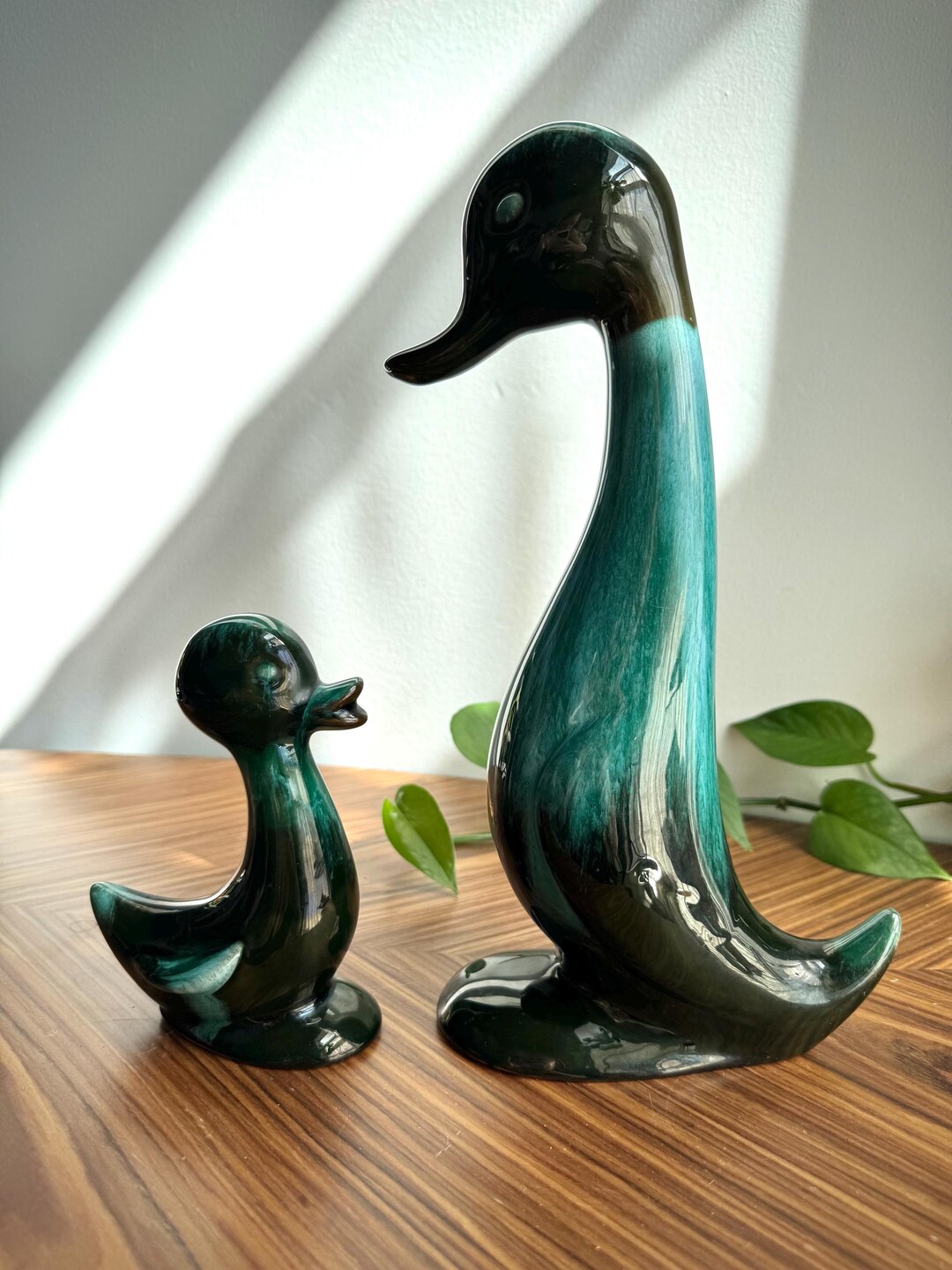 Blue Mountain Pottery Duck Figurines | Green Drip Glaze Ceramic, Mid ...
