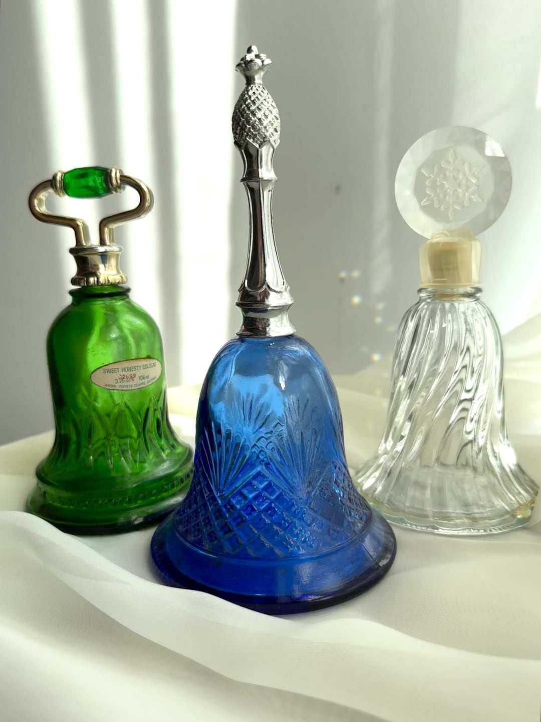 Vintage Avon Bell Perfume Bottle: Green, Blue, or Clear Glass - 1970s ...