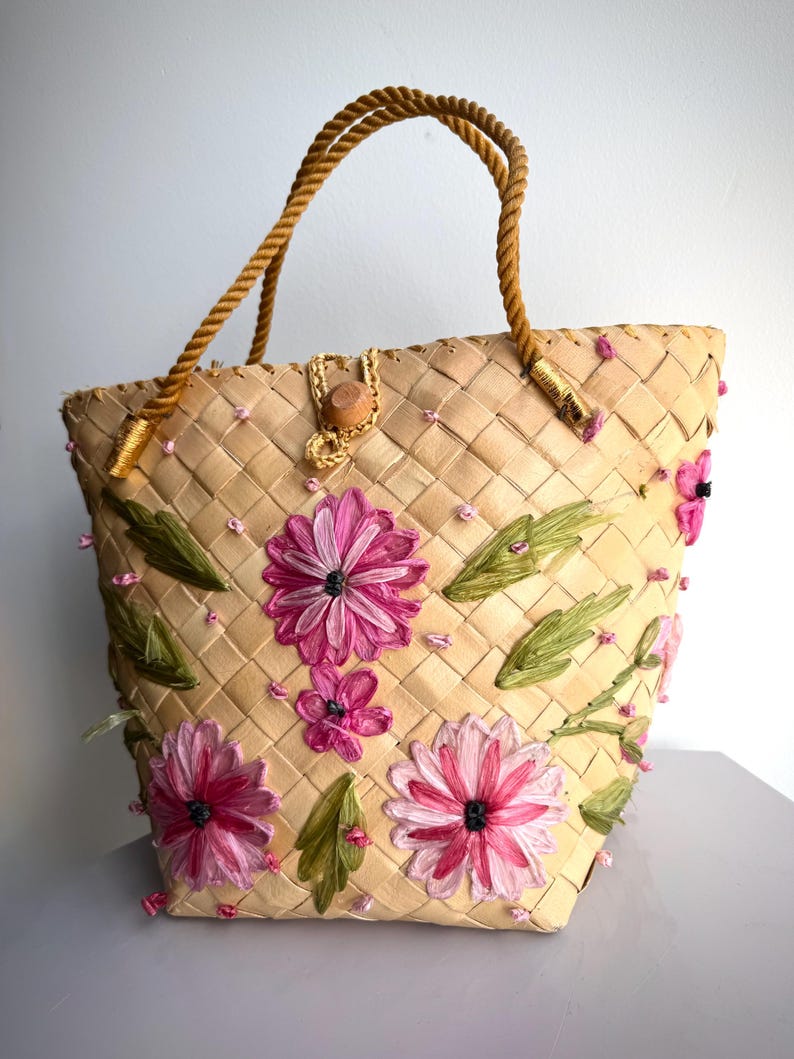 Vintage Floral Woven Tote Bag | Made in the Philippines Cabana Purse ...