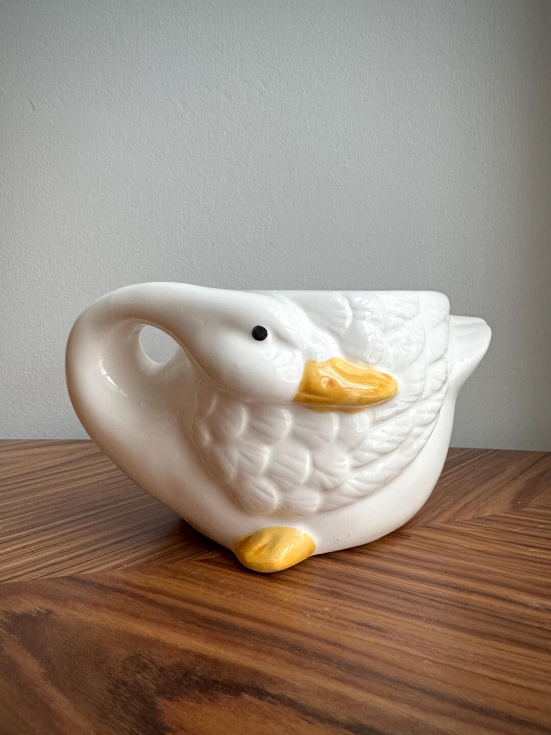 Vintage Ceramic Goose Planter With Drainage | Duck Pot | Cottagecore ...