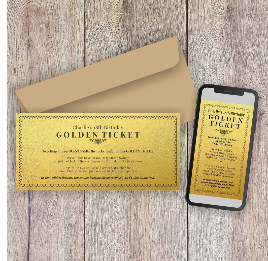 Golden Ticket Invitation ~ Inludes PDF File PLUS Access to Images for ...