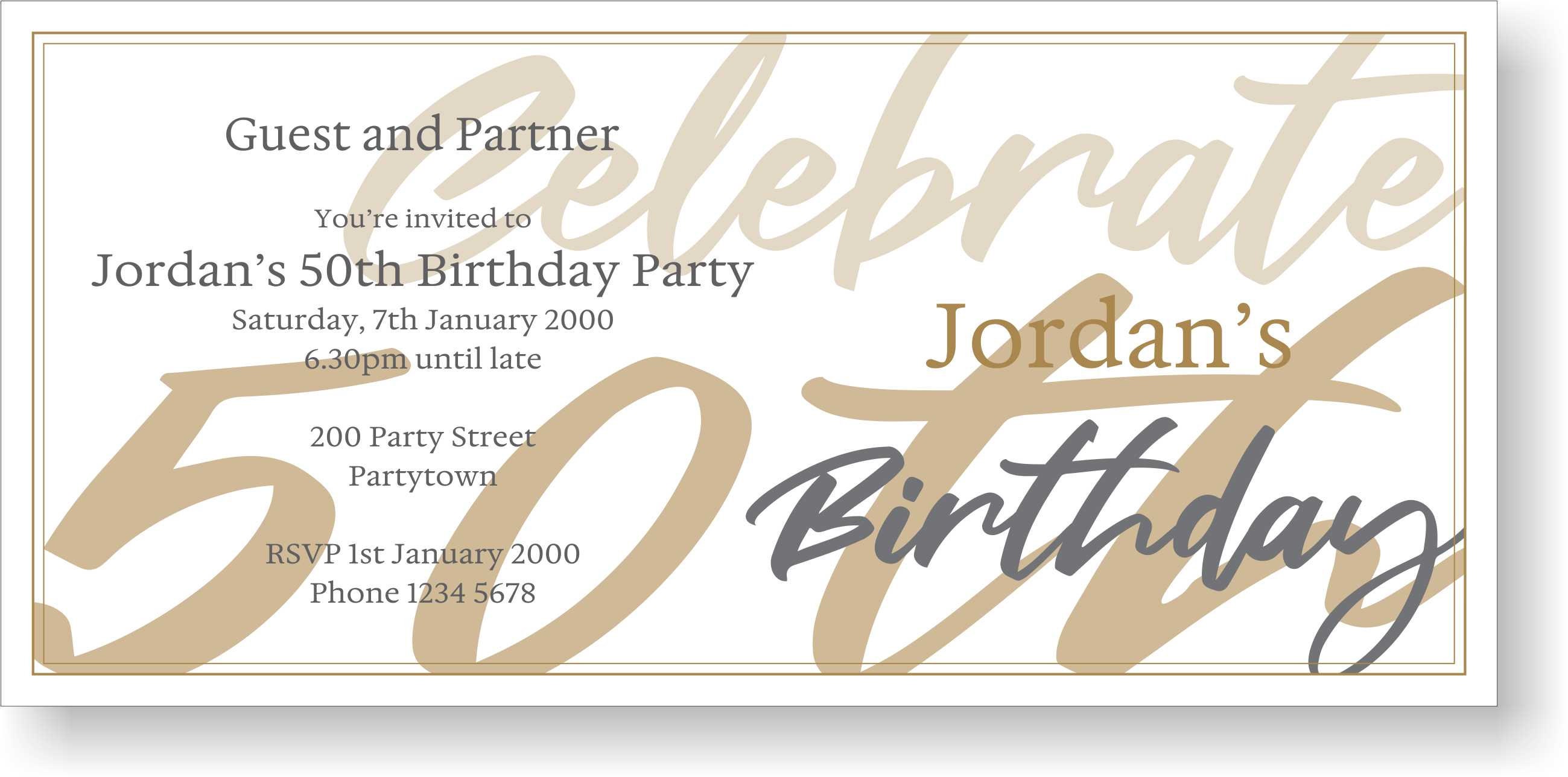 50th Birthday Digital Invitation, Gold Inludes PDF File PLUS Access to ...