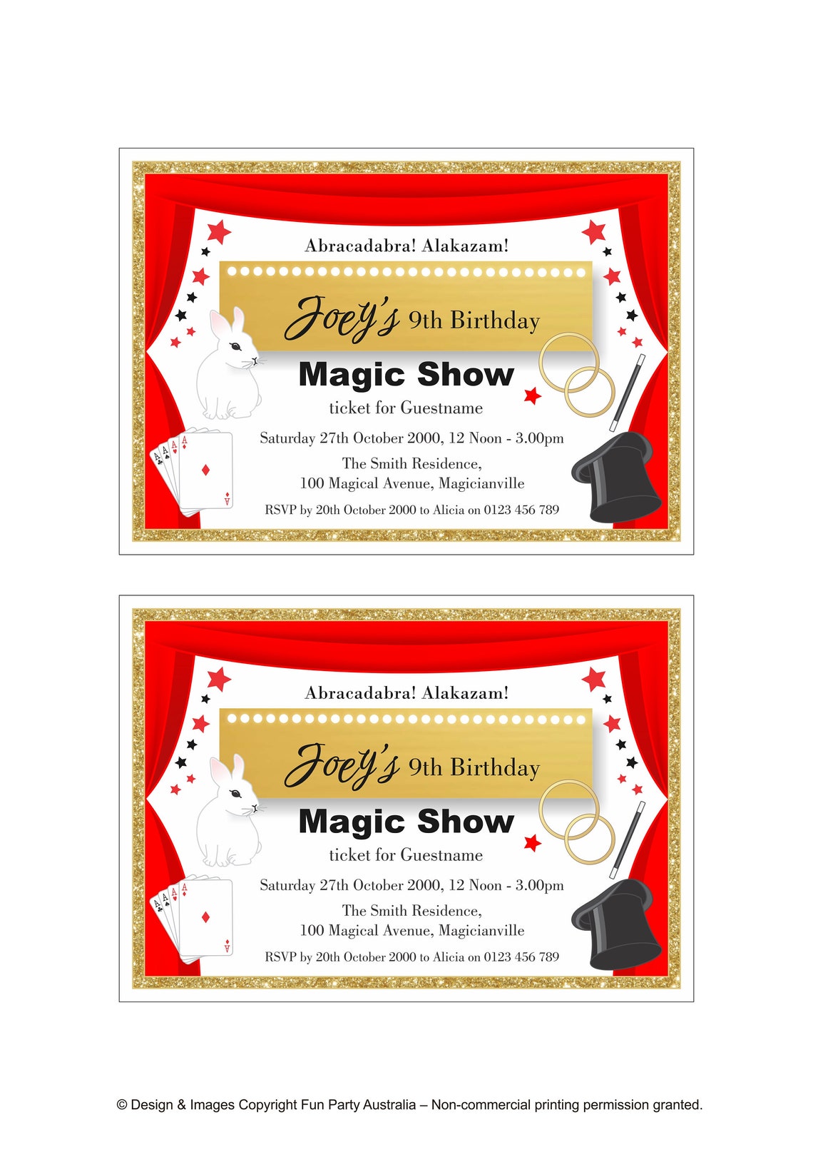 Magic Show Invitation Template ~ Inludes PDF File PLUS Access to Images ...
