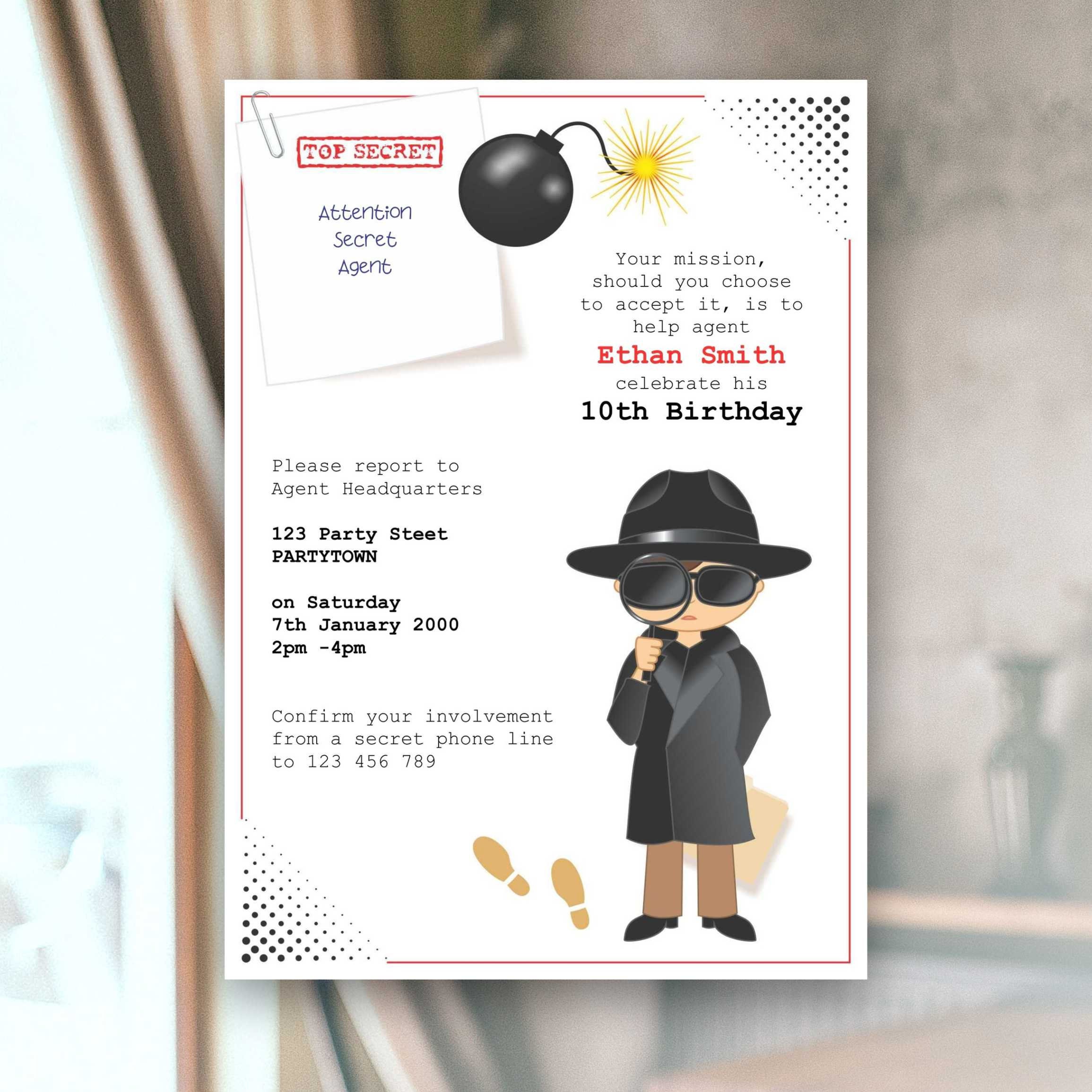 Spy Party Invitation ~ Inludes PDF File PLUS Access to Images for Print ...