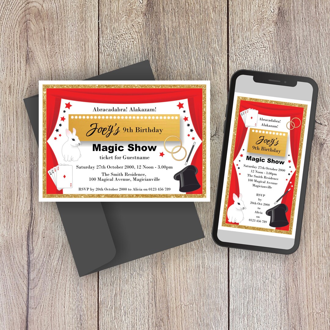Magic Show Invitation Template ~ Inludes PDF File PLUS Access to Images ...