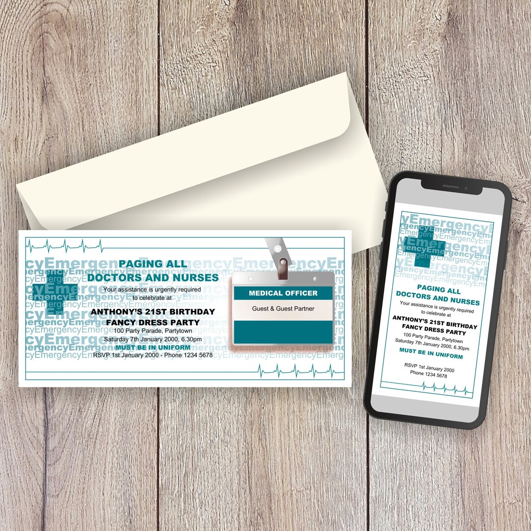 Doctors and Nurses Party Invitation – Costume Party, Printable PDF - Etsy