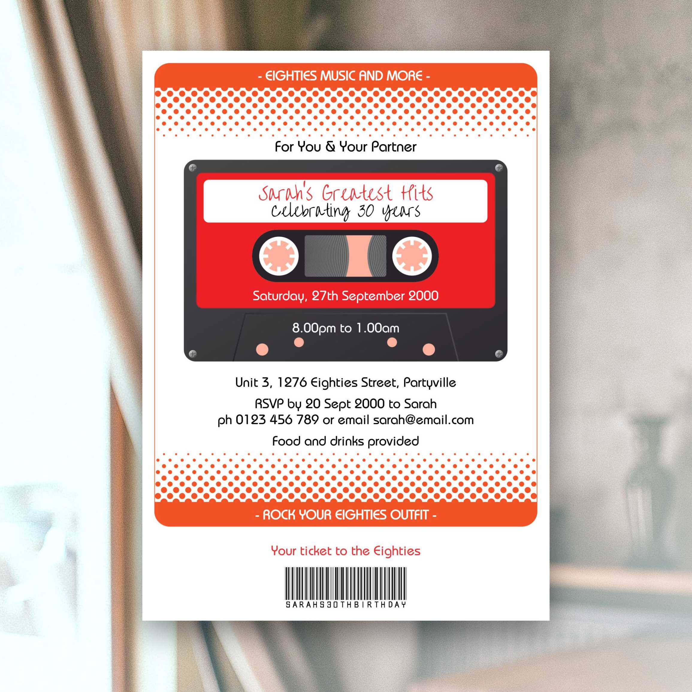 Cassette Tape Ticket Digitial Invitation ~ Inludes PDF File PLUS Access ...