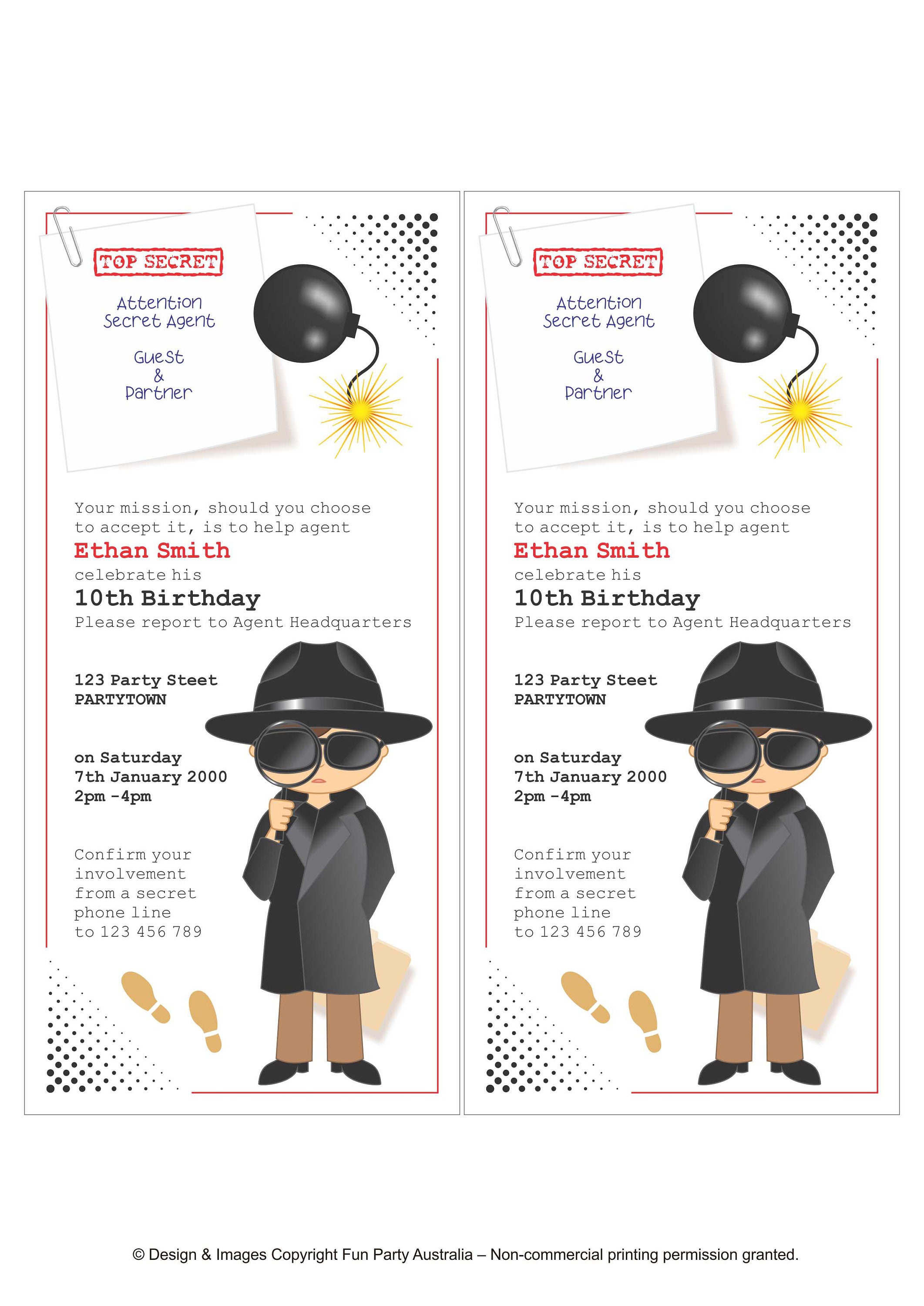 Spy Party Invitation Inludes PDF File PLUS Access to Images for Print ...
