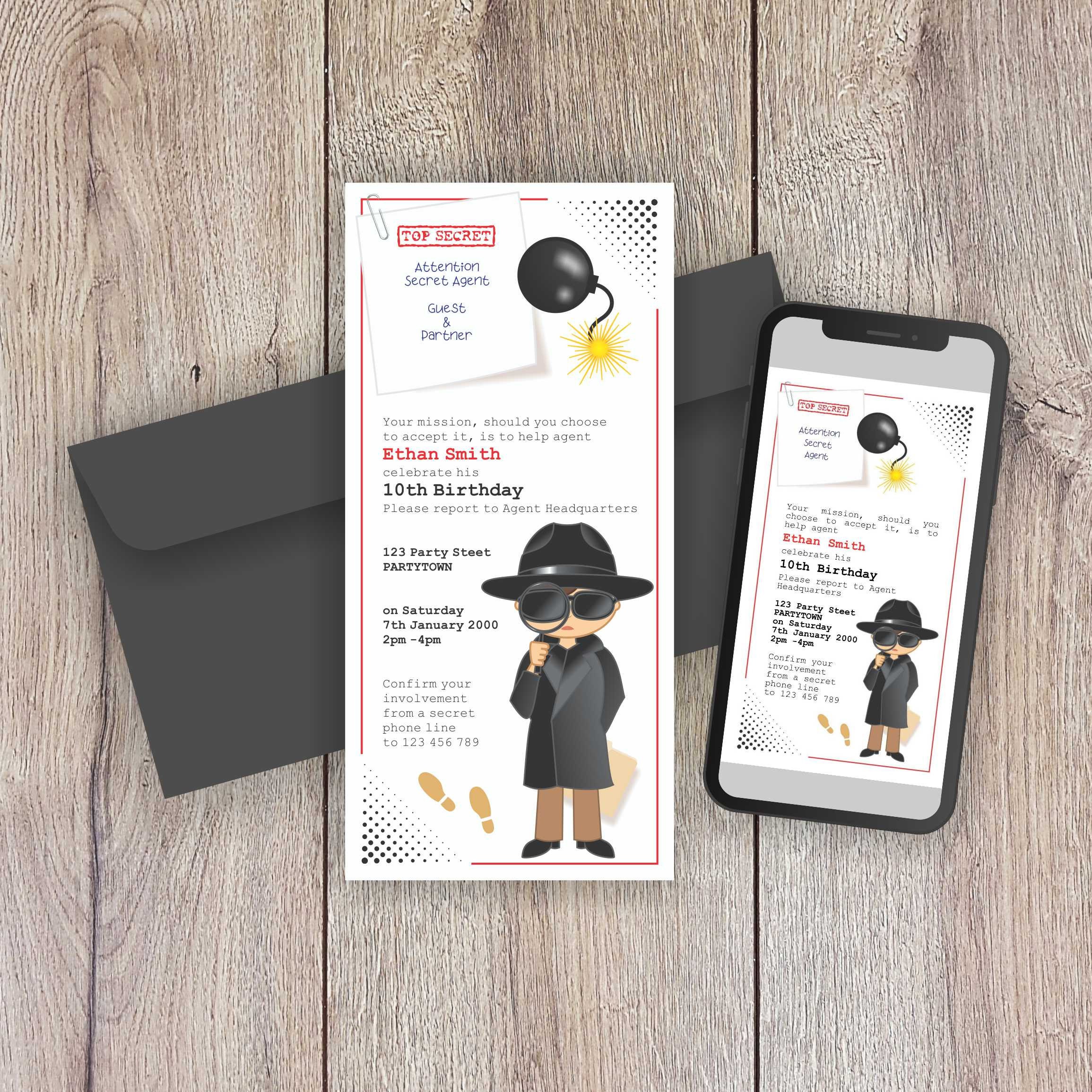 Spy Party Invitation ~ Inludes PDF File PLUS Access to Images for Print ...