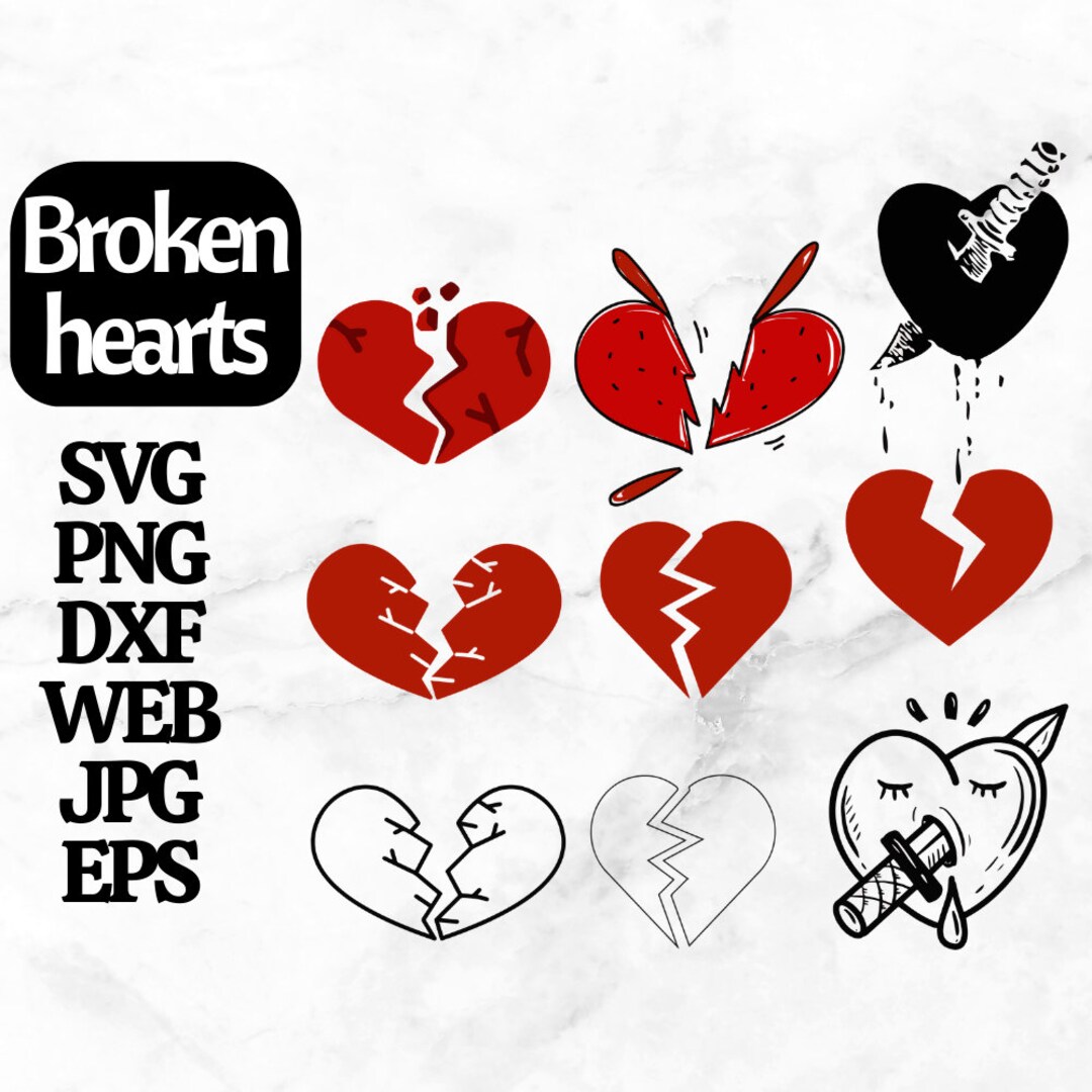 Broken Heart Svg\broken Heart Svg Bundle\broken Heart Png\heart Broken ...