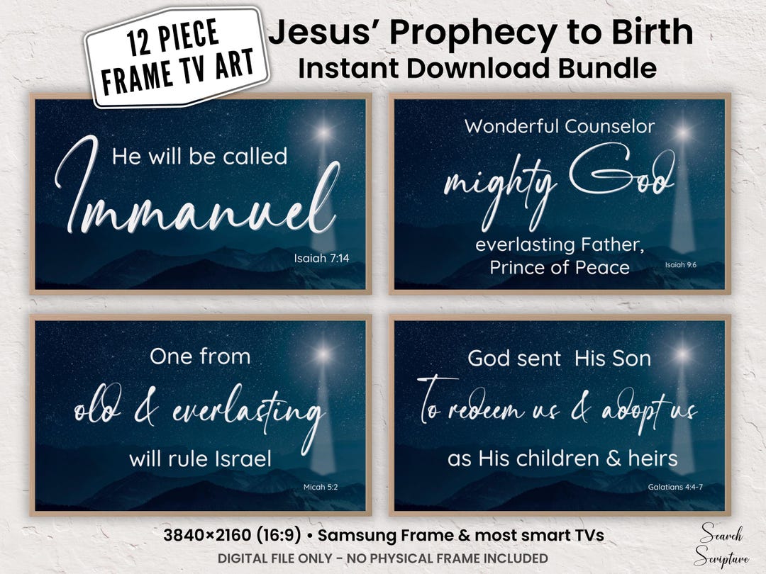 Christmas Story Frame TV Art, 12-piece Scripture Word Art, Jesus ...