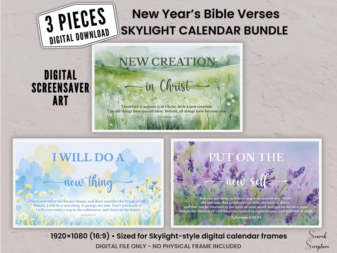Digital Calendar Screensaver Set, New Year Bible Verses Wallpaper Art ...
