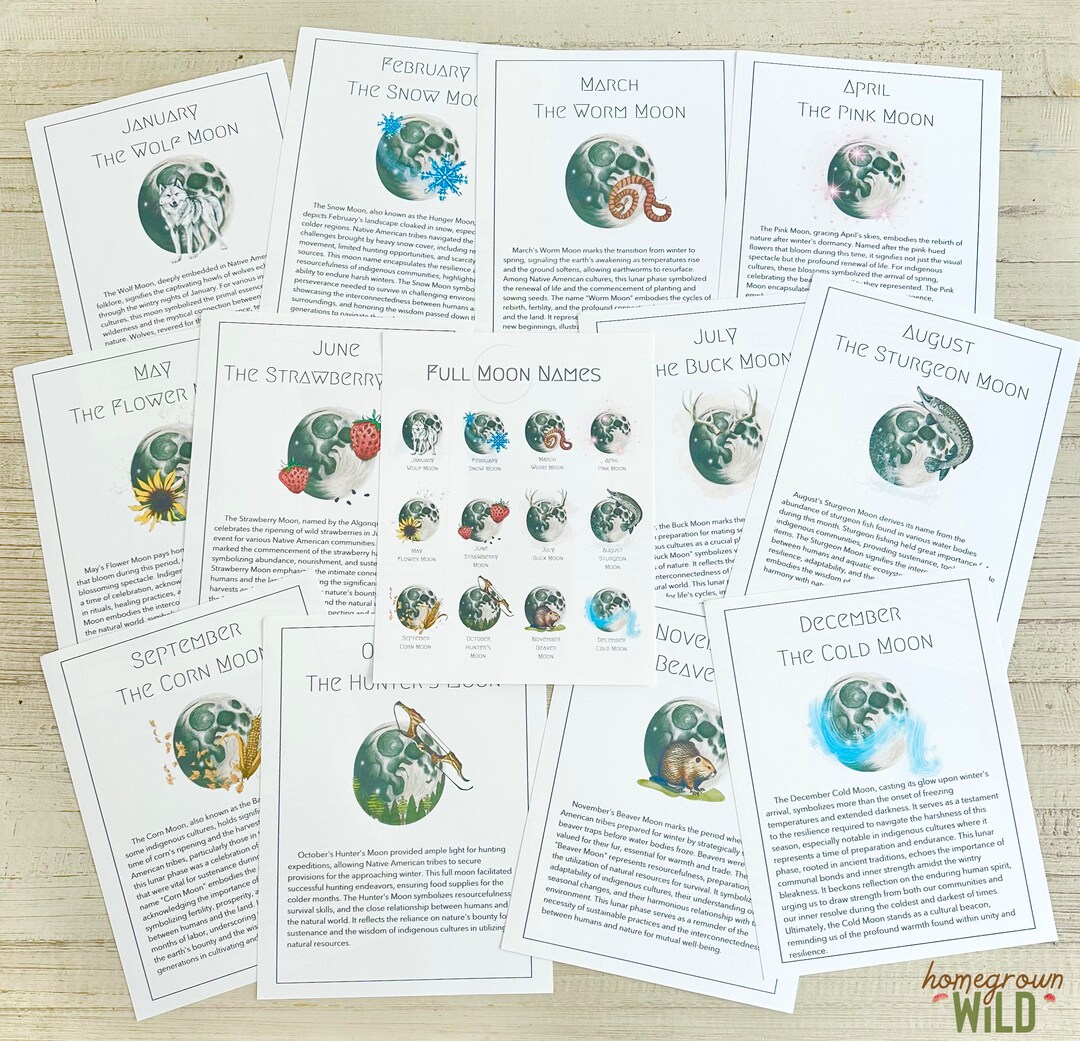 Full Moon Names Mini Unit Study Homeschool Moon Names Homeschool Guide ...
