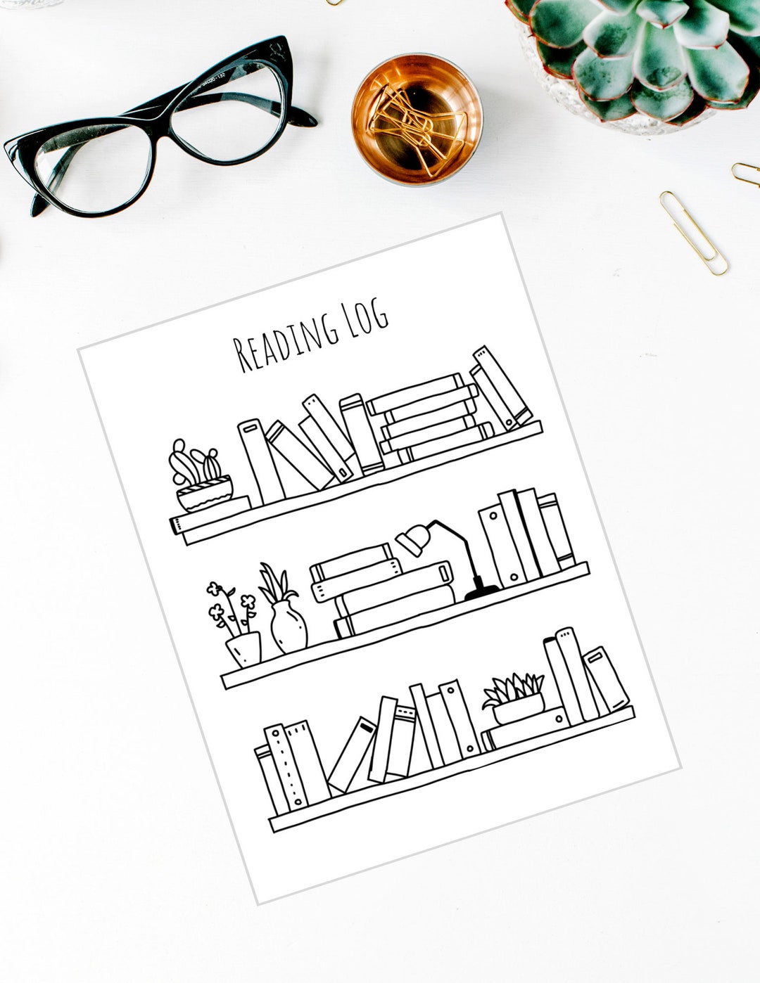 Reading Log | Bookshelf Goal Tracker | Reading Challenge | Printable ...