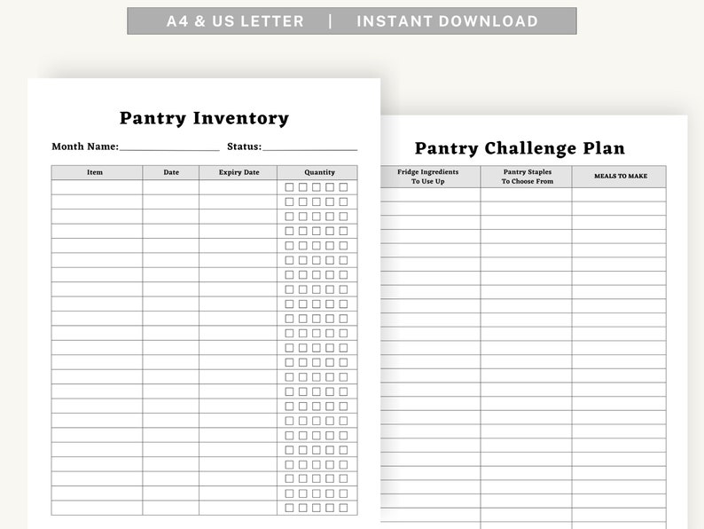 PLR & MRR Minimalist Pantry Inventory Tracker Kitchen Organization ...